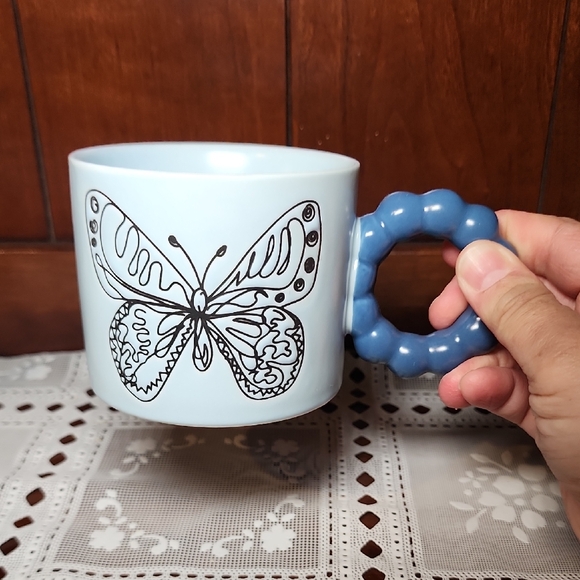 Kitchen | Aesthetic Blue Butterfly Mug With Unique Handle | Poshmark